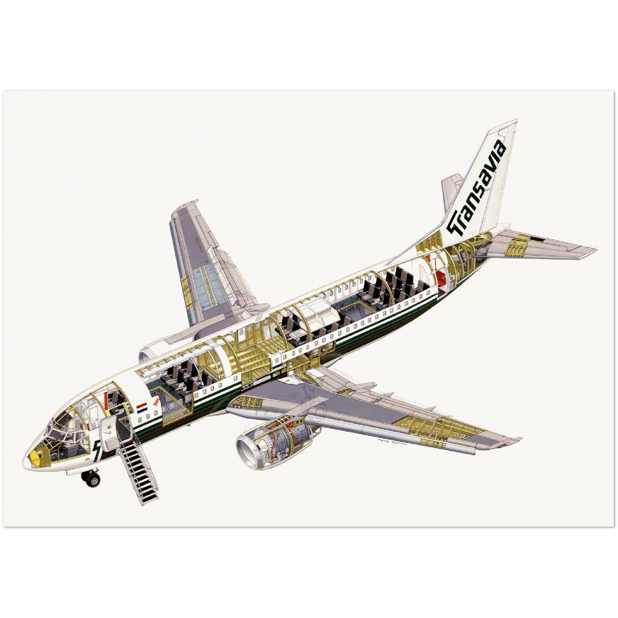 Thijs Postma - Poster - Boeing 737-300 Transavia Cutaway – TP Aviation Art