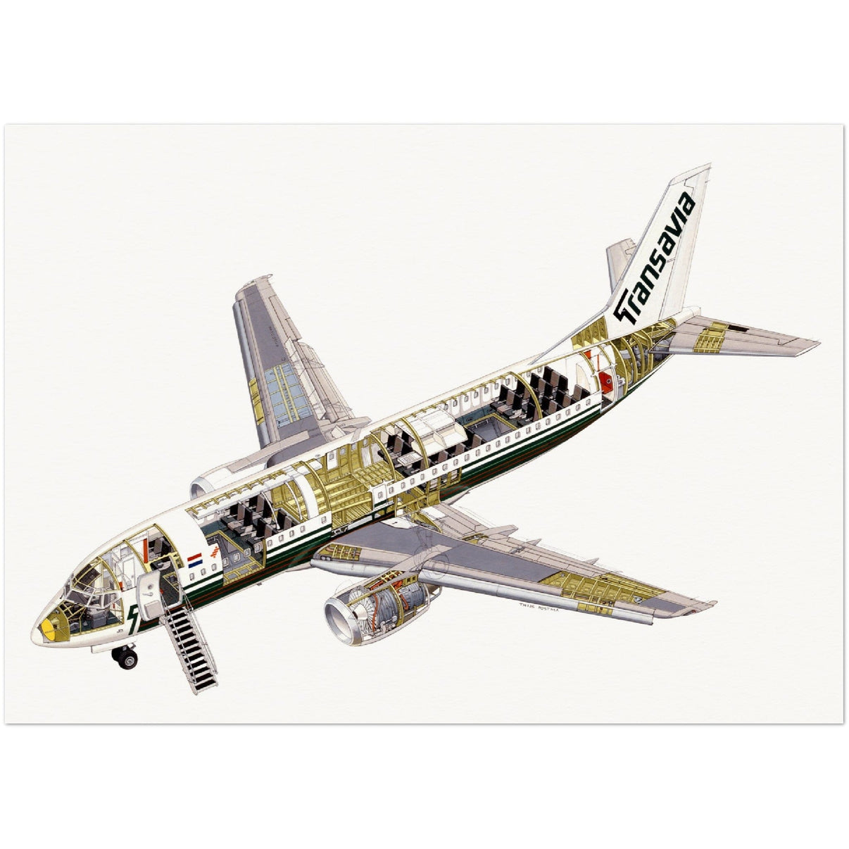 Thijs Postma - Poster - Boeing 737-300 Transavia Cutaway – TP Aviation Art