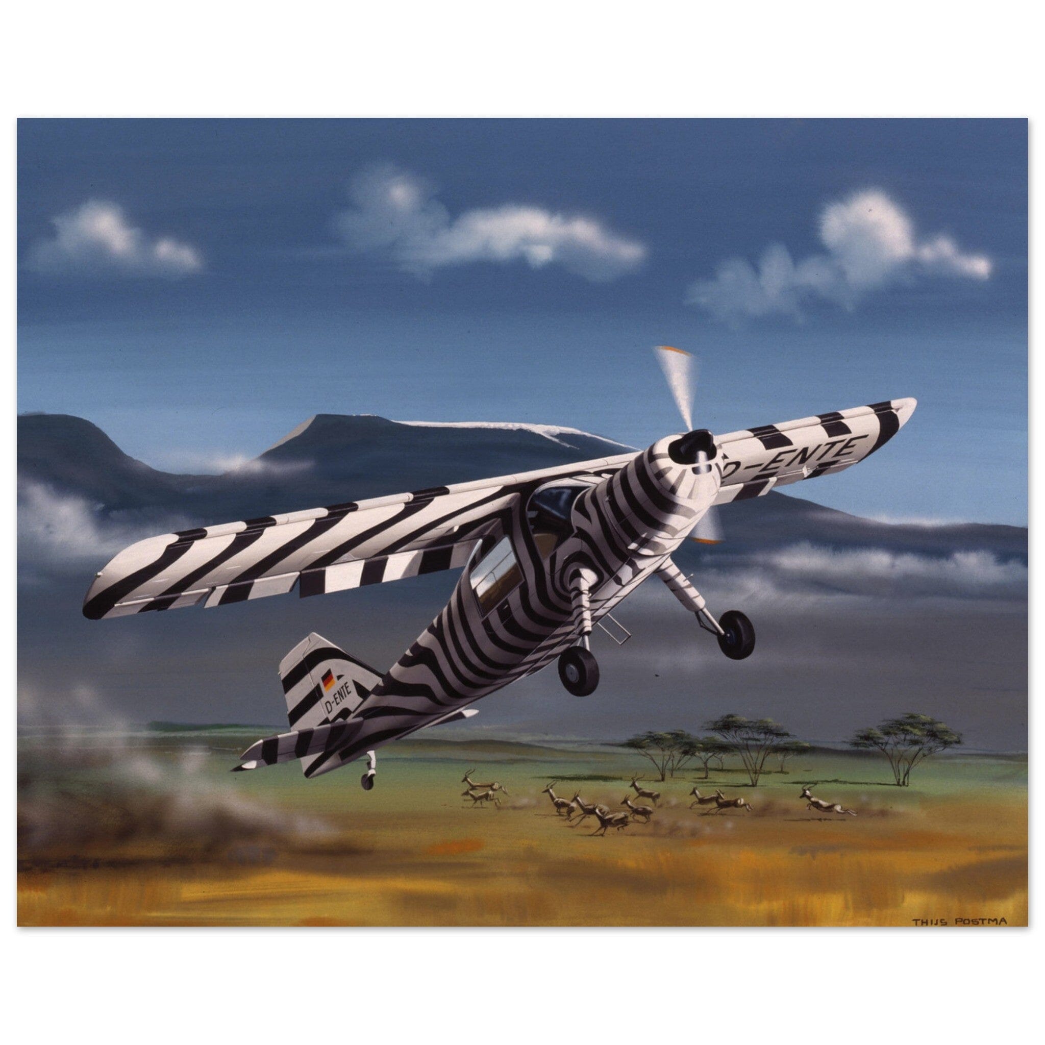 Thijs Postma - Poster - Dornier Do 27 Grzimek Serengeti – TP Aviation Art
